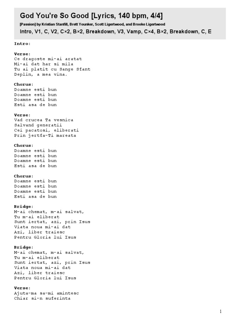 God You_re So Good - Lyrics | PDF