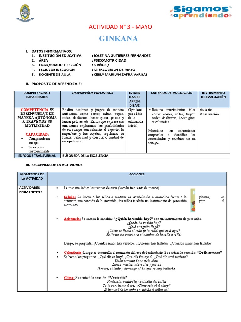 Sesion 3 Ginkana | PDF | Evaluación | Cognición