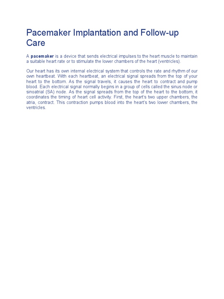 Pacemaker Implantation and Follow-Up Care | PDF