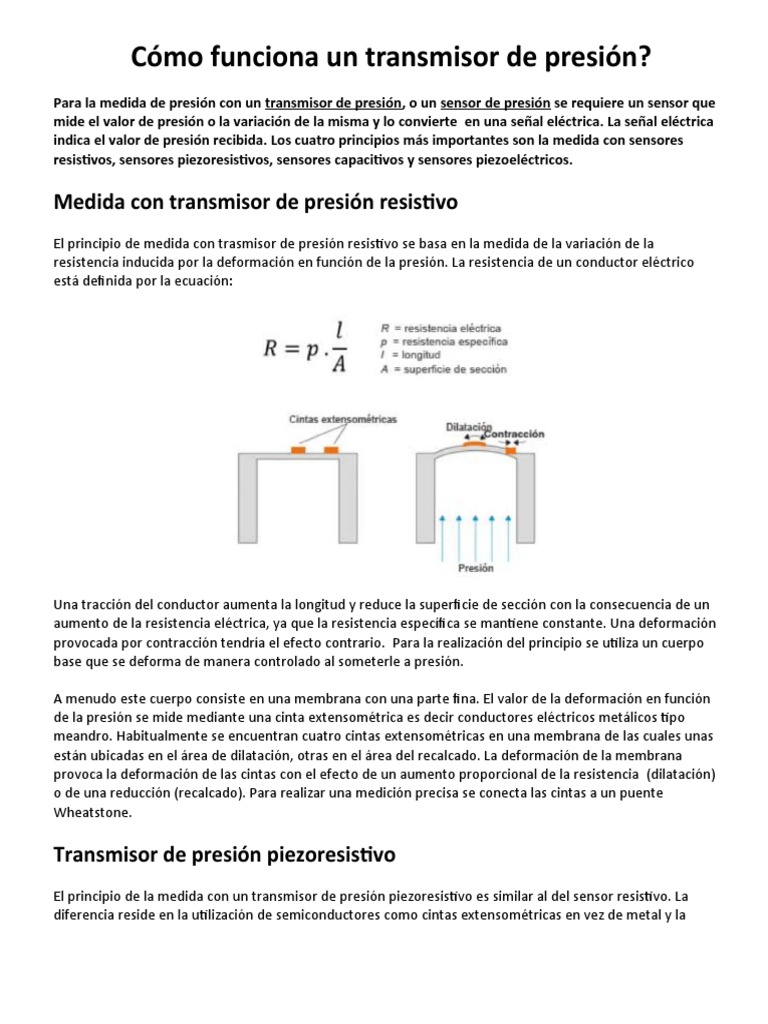 Cómo Funciona Un Transmisor de Presión | PDF | Piezoelectricidad | Ciencias fisicas
