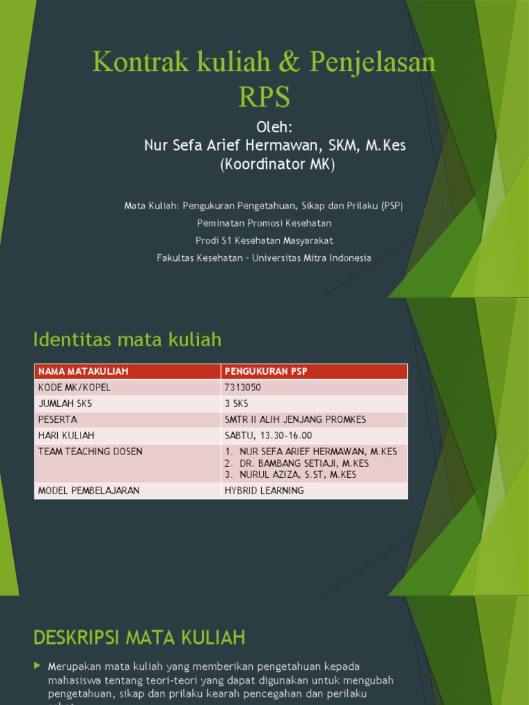 Kontrak Kuliah MK PSP 2023 | PDF