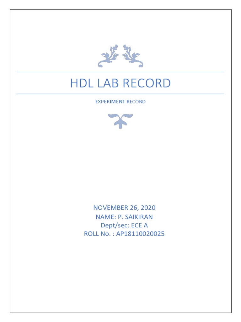 Hdl Lab Record 20025 Pdf Hardware Description Language Computing 