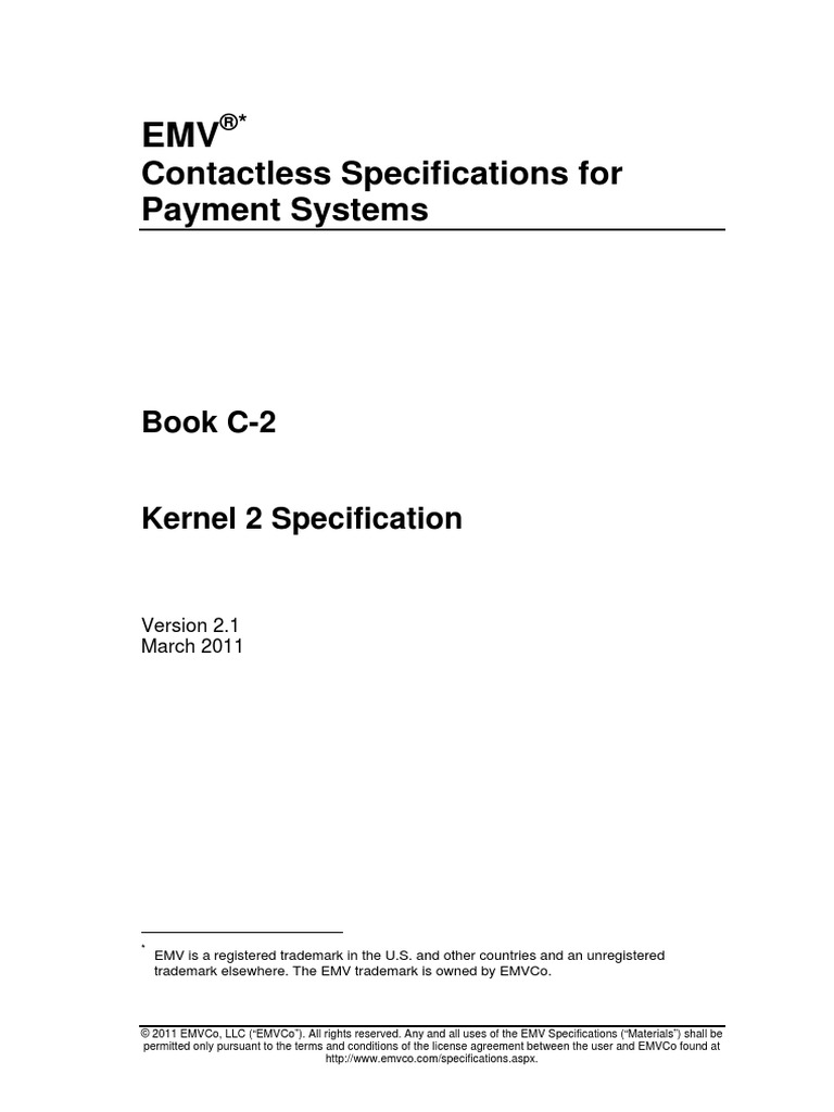 C-2 Kernel 2 v2.1 March2011 20110407012007159 | PDF | Emv | Computing