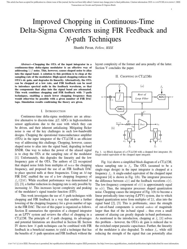 Shanthi Pavan - Chopped N-Path CT DSM With FIR - TCAS 2018 | PDF ...