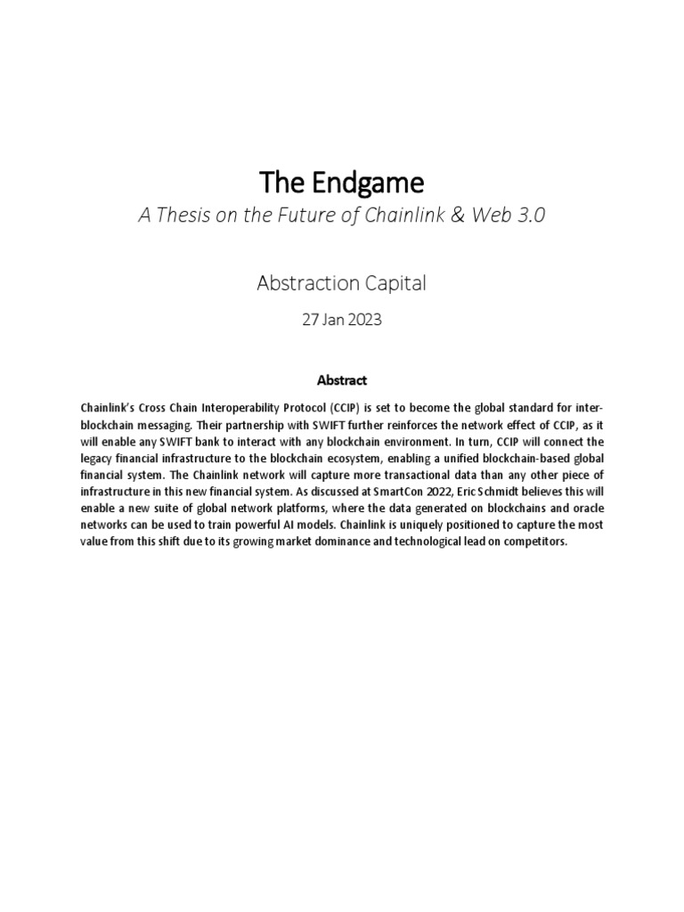 The Endgame - A Thesis On The Future of Chainlink and Web 3.0 | PDF ...