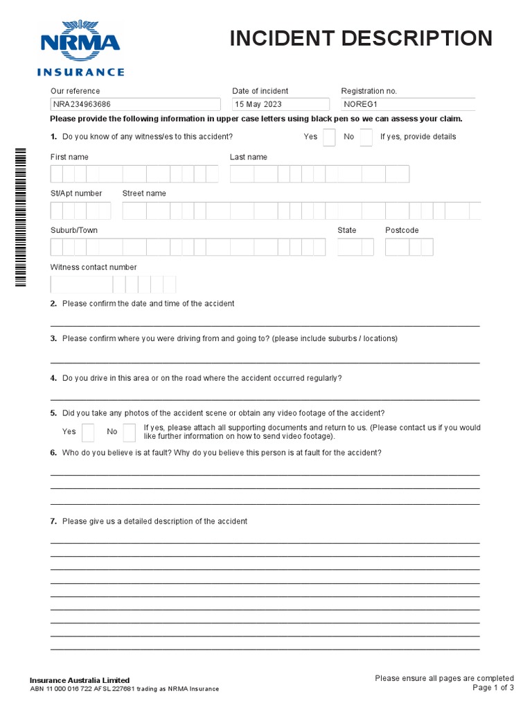 MV3A - Incident Description | PDF | Road Transport | Land Transport