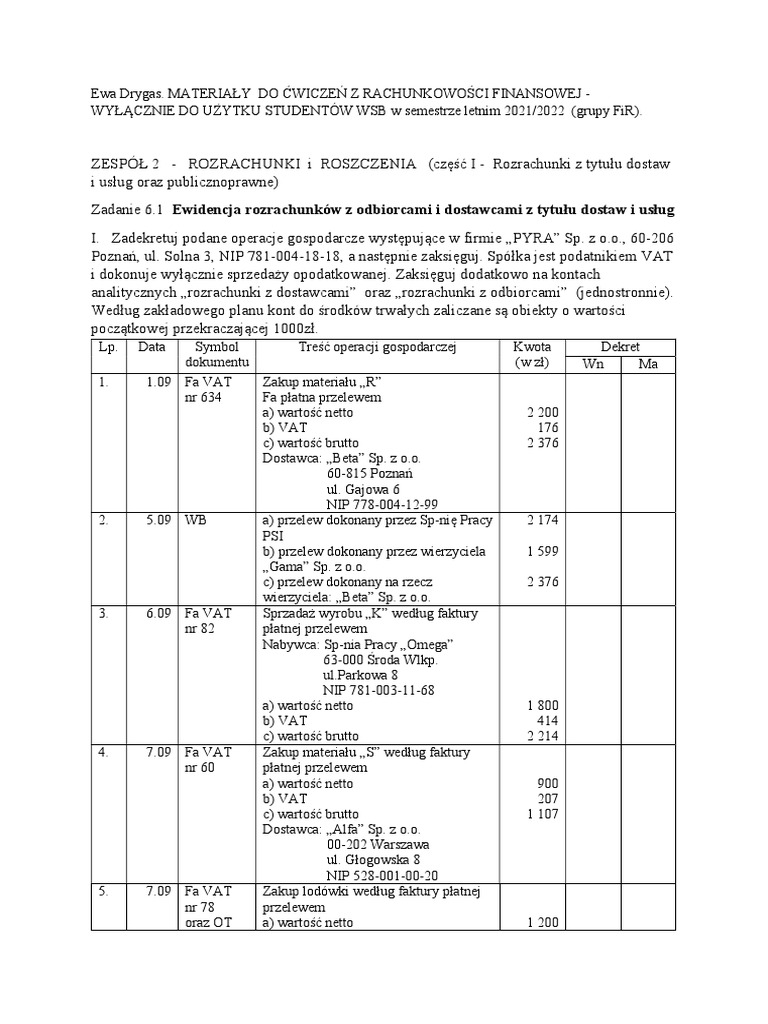 Ćwicz. z RF - zespół 2 cz.1 | PDF