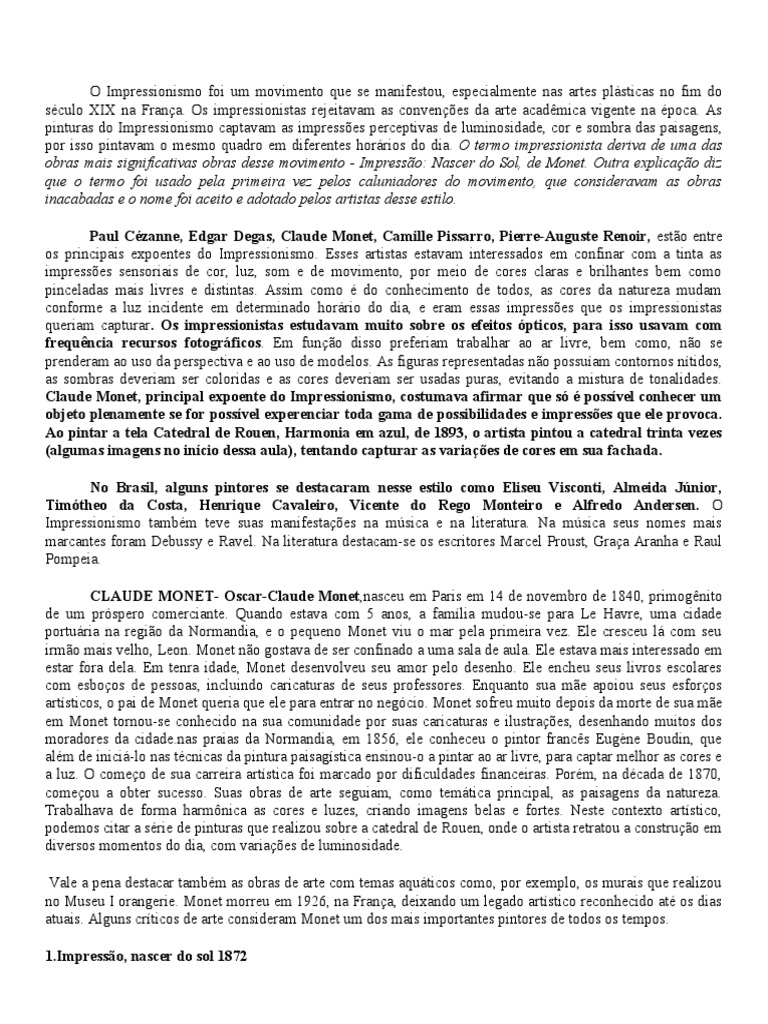 Impressionismo | PDF | Impressionismo | Claude Monet