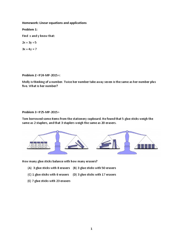 Homework 3 Linear Equations and Application | PDF