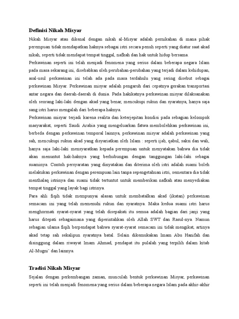 Definisi Nikah Misyar | PDF