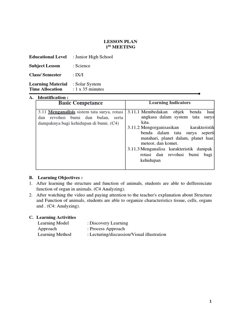 Rizki Maulana Ashidiq - 1907972 - Revised Lesson Plan - MicroTeaching - Biology Topic | PDF ...