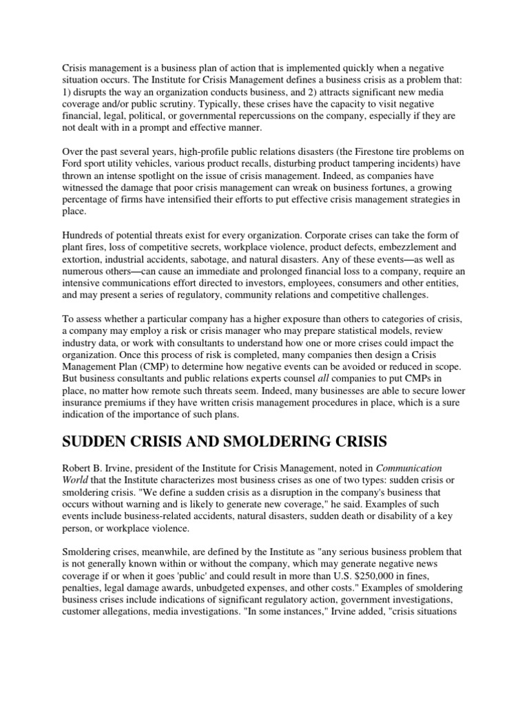 Crisis Management Strategies | PDF | Crisis Management | Business