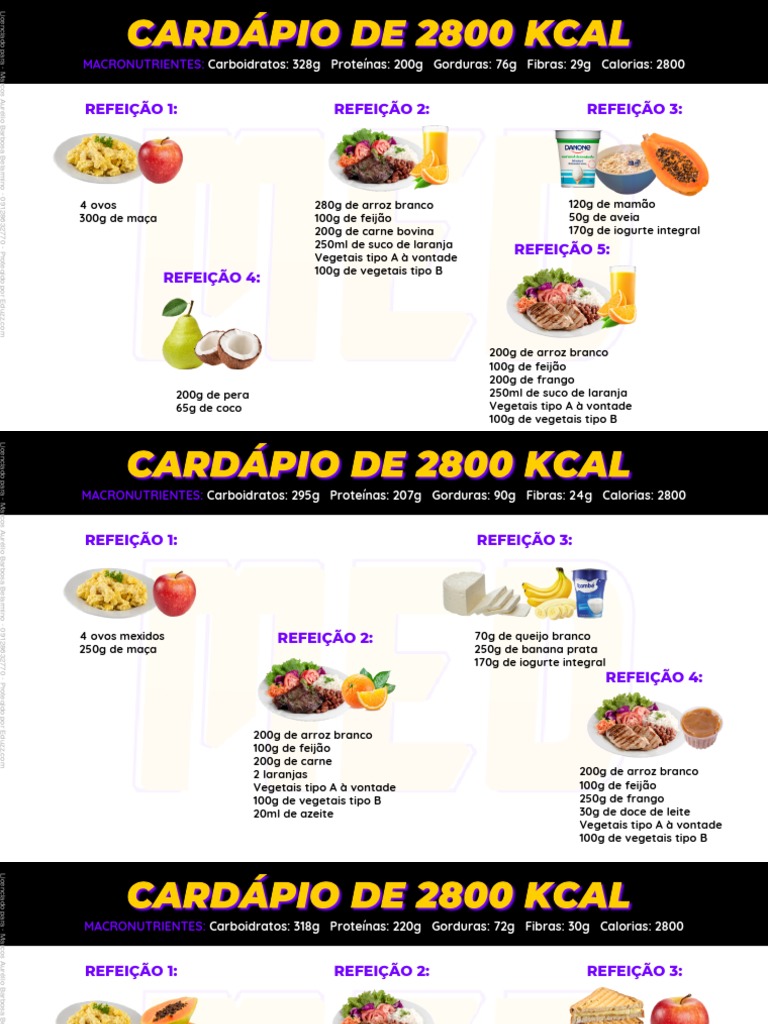 2800kcal Uso Diario | PDF | Culináriar | Culinária