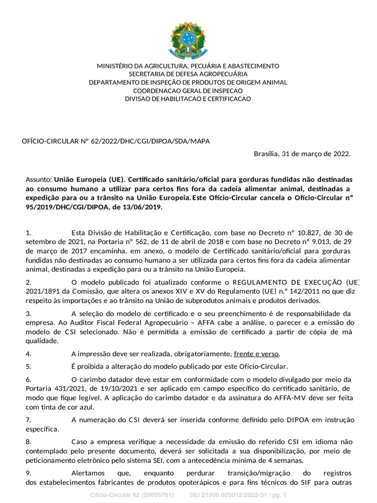 Ofício-Circular #62.2022.DHC - Cgi.dipoa | PDF | União Europeia Ofício-Circular #62.2022.DHC - Cgi.dipoa | PDF | União Europeia