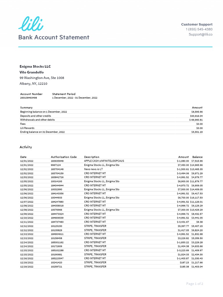 December 2022 Enigma Stocks Statement | PDF