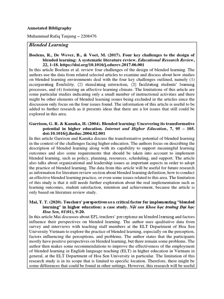 Annotated Bibliography | PDF | Project Based Learning | Learning Annotated Bibliography | PDF | Project Based Learning | Learning