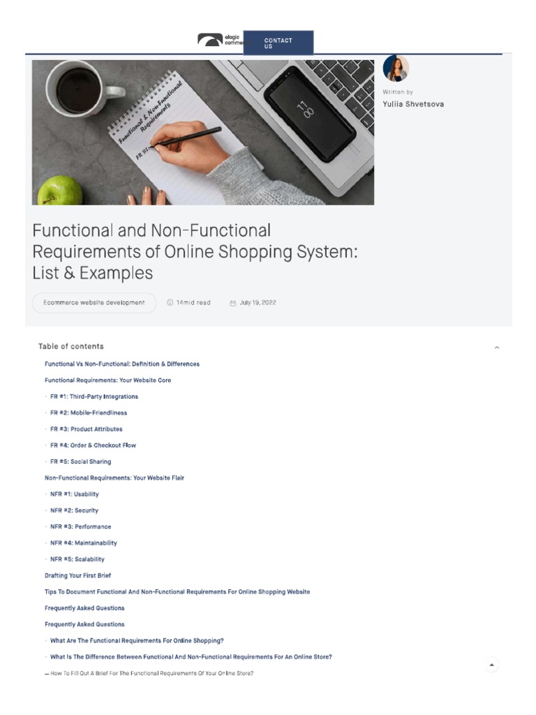 Functional and Non-Functional requirements of online Shopping platform ...
