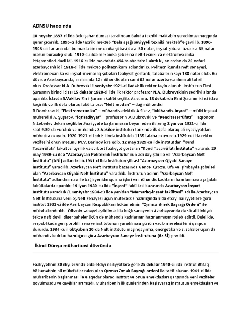 ADNSU Haqqında | PDF