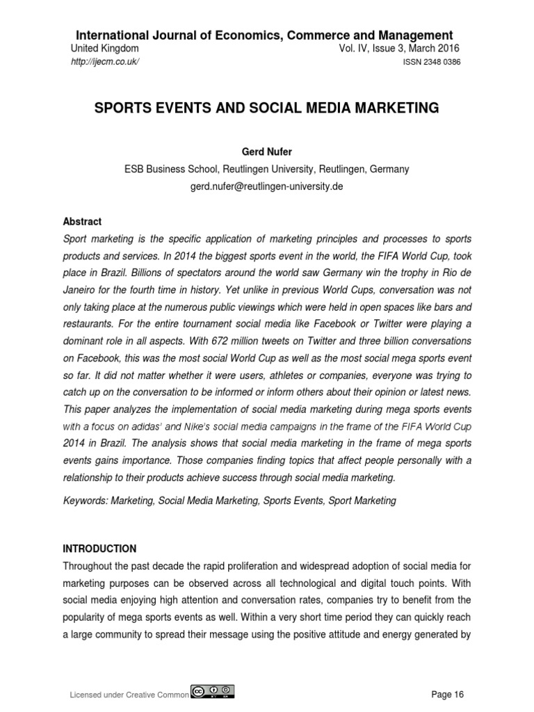 2016 - Social Media in Sport Events | PDF