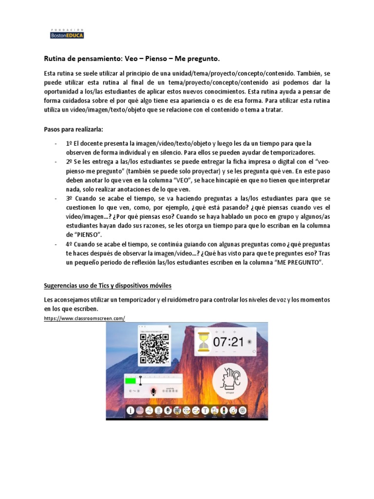 Anexo 1.10 Rutina Pensamiento VEO - PIENSO - ME PREGUNTO | PDF