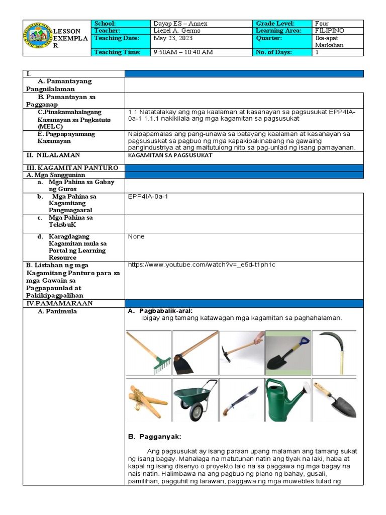 Lesson Exemplar Germo Epp Q4 23 | PDF