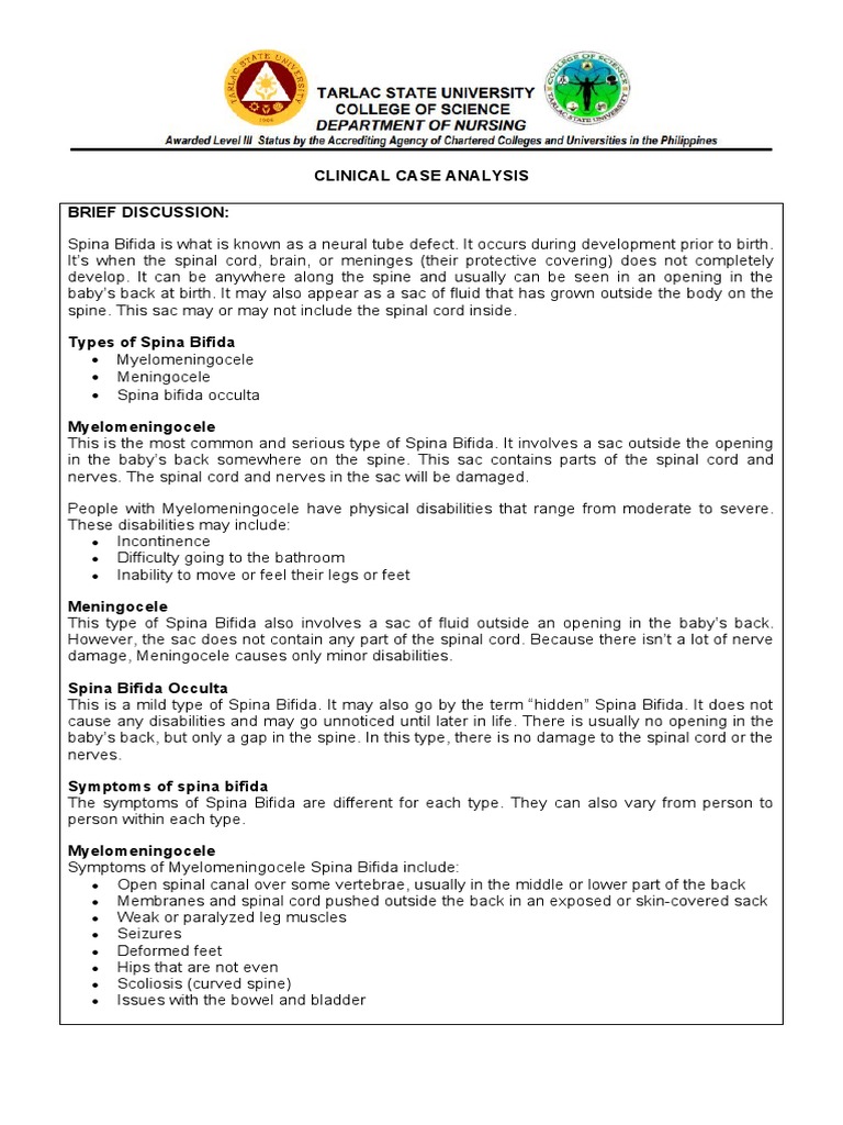 Clinical Case Analysis Spina Bifida | PDF