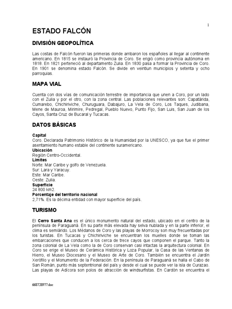 FALCÓN | PDF | Geografía Física | Ciencias de la Tierra