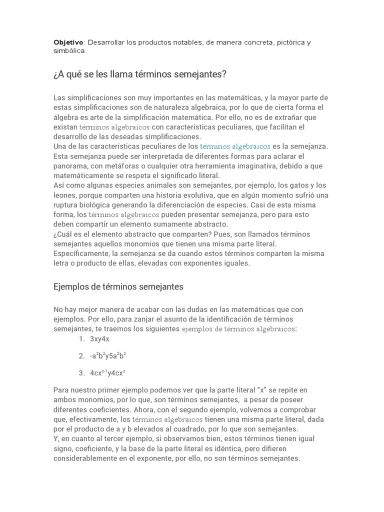 Definición y Ejemplos de Términos Semejantes | PDF