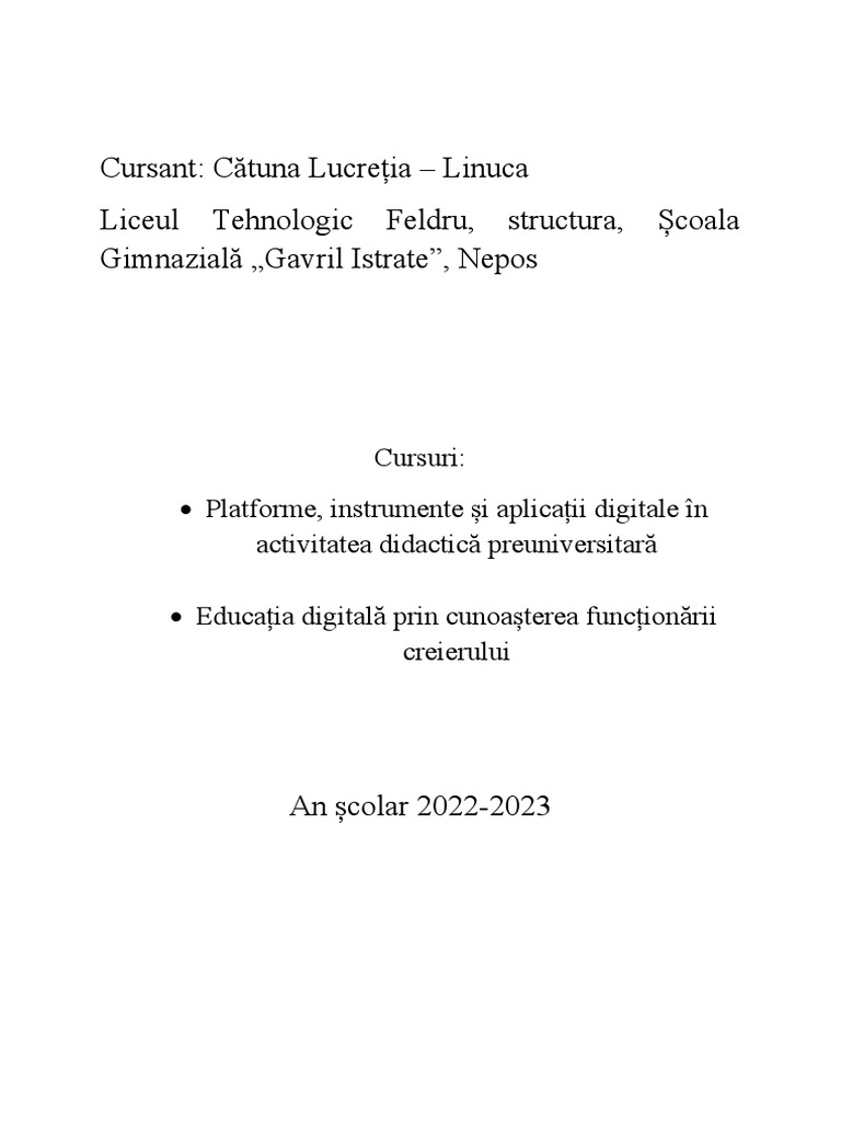 Tema Catuna Lucretia - Linuca | PDF