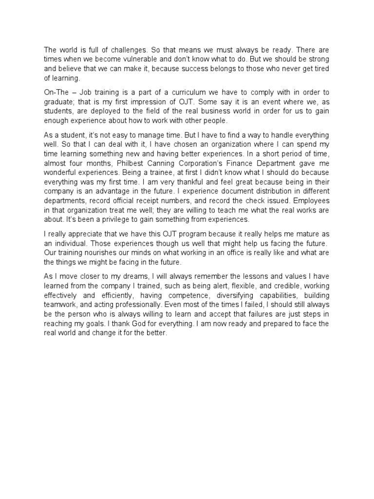 Ojt Reflection | PDF