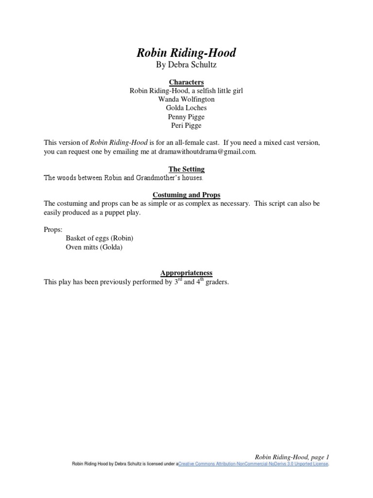 All-Female Robin Riding-Hood Script | PDF