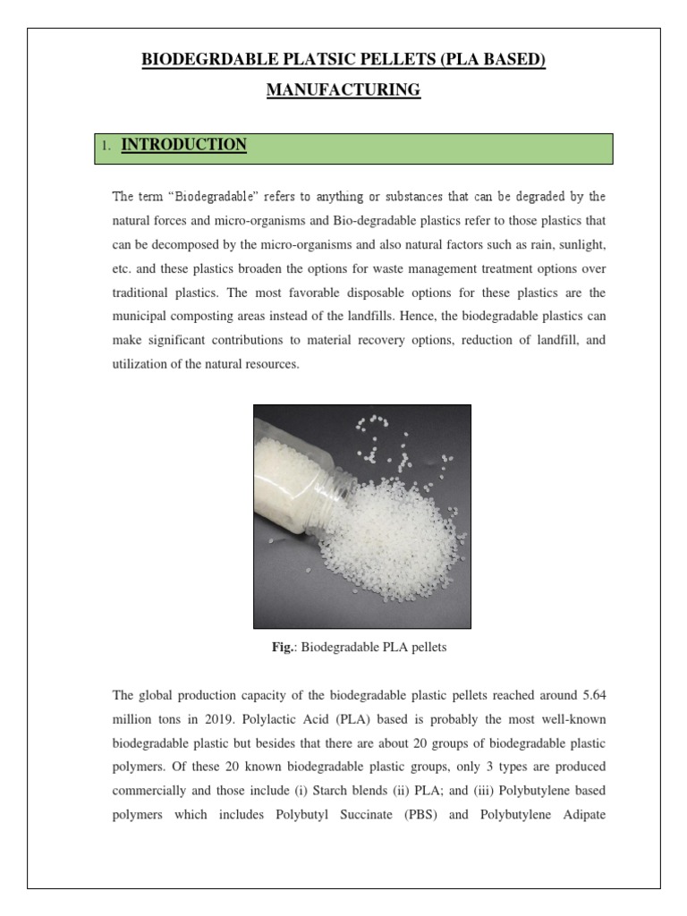 Biodegradable PLA Pellets Manufacturing Guide | PDF | Biodegradation ...