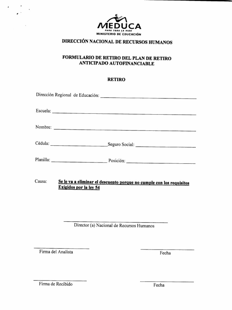 Form Retiro Plan Retiro | PDF
