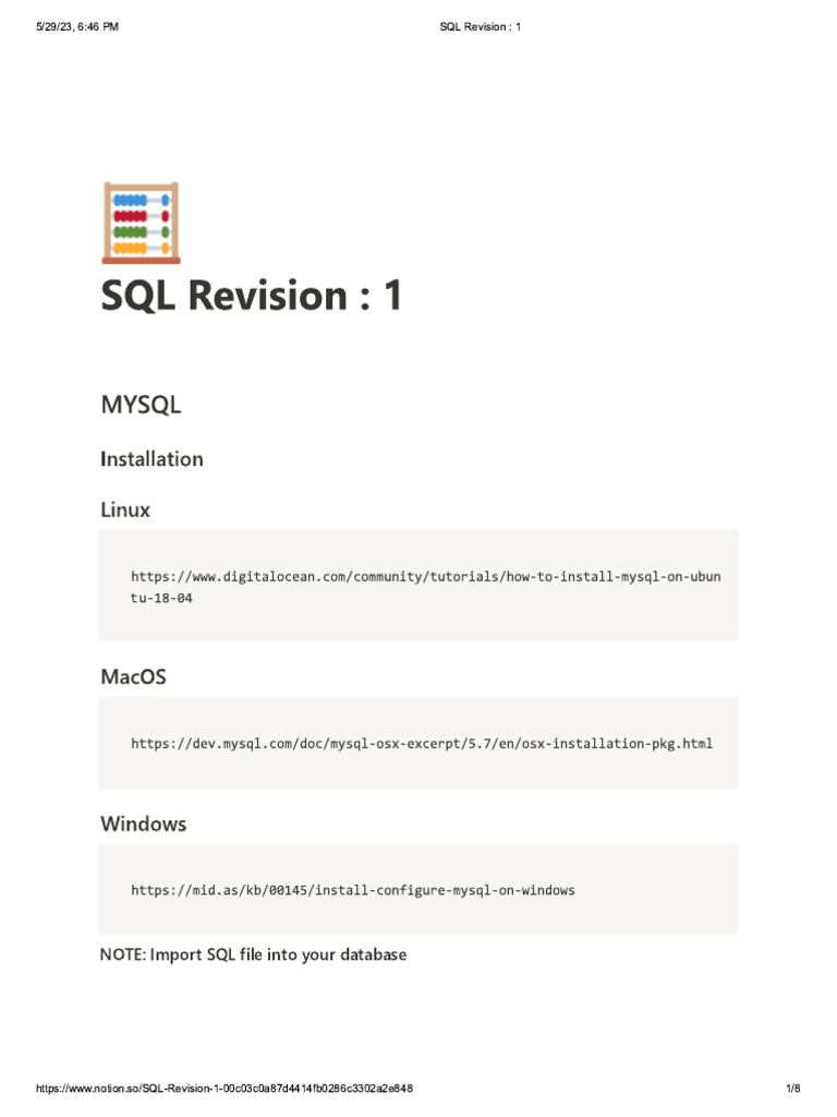SQL Revision - 1 | PDF