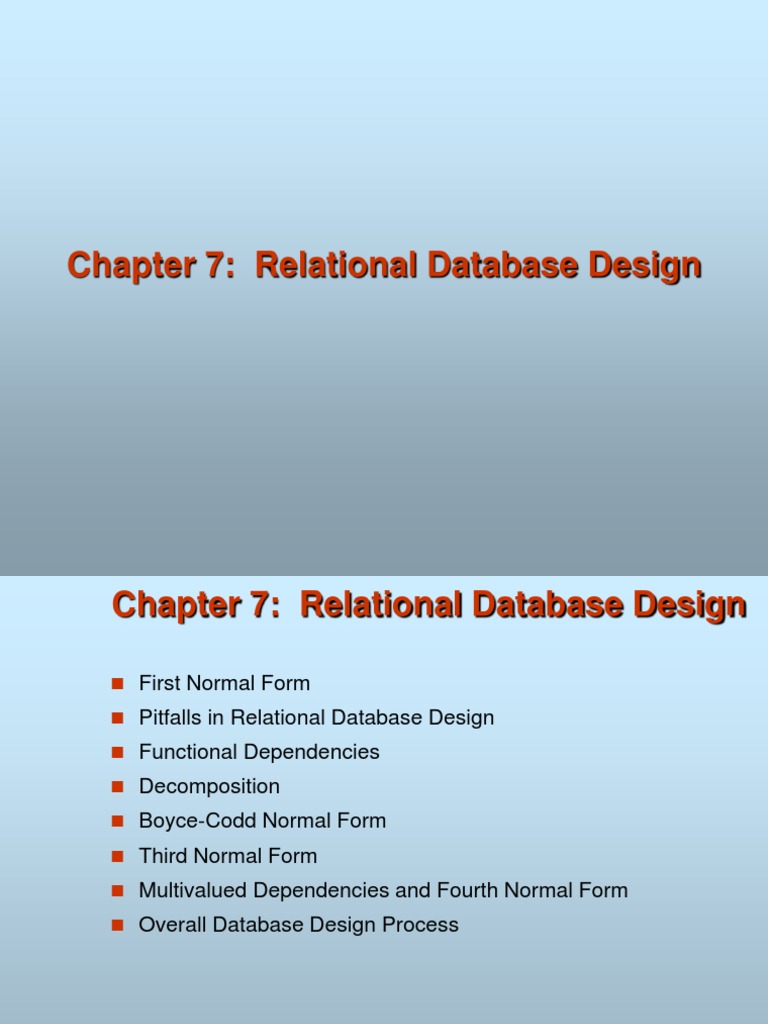 Chapter 7: Relational Database Design | PDF | Database Design | Relational Database