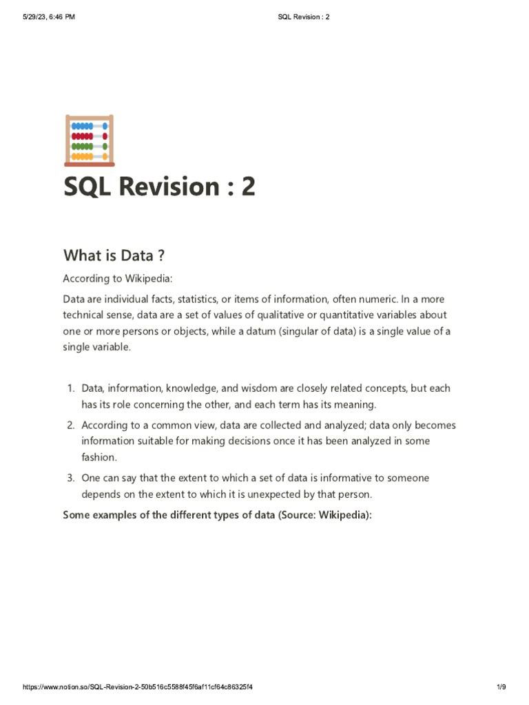 Sql Revision 2 Pdf