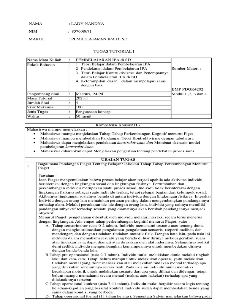 Tugas Tutorial IPA Semester 2 | PDF