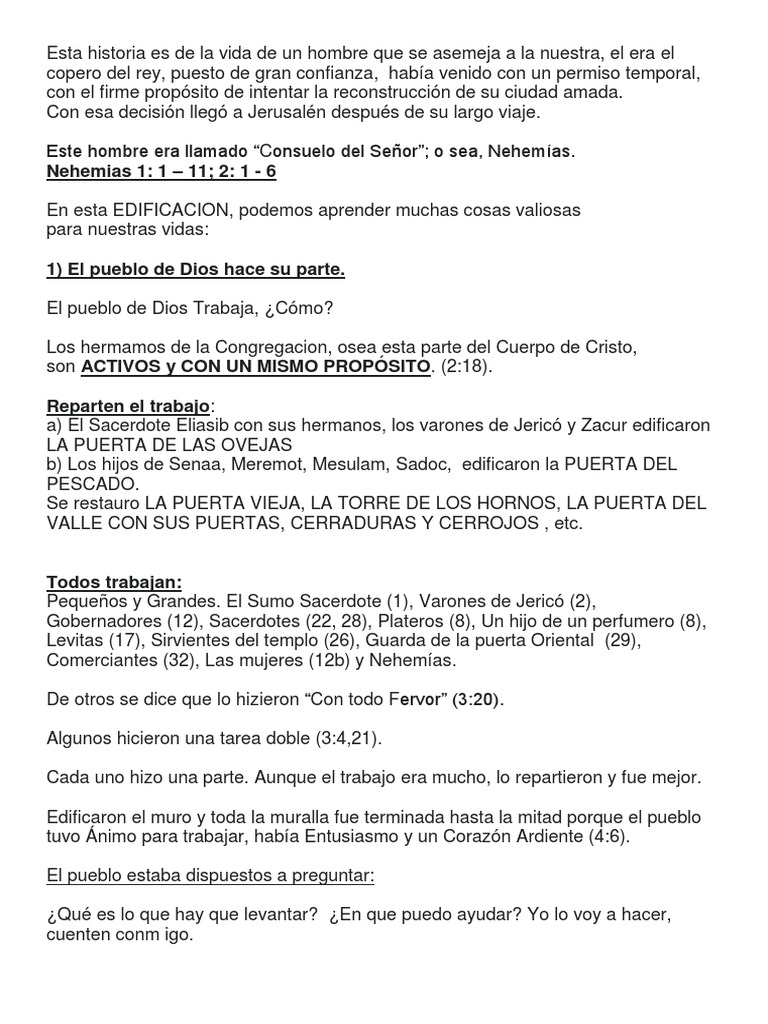 Cómo Se Edifica La Iglesia-Nehemias | PDF
