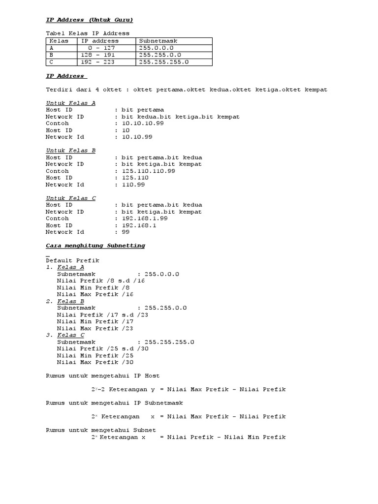 Cara Menghitung Subnetting | PDF