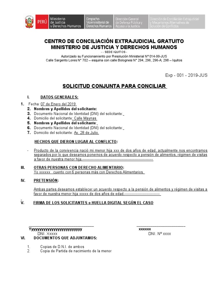 Solicitud para Conciliar Conjunta | PDF