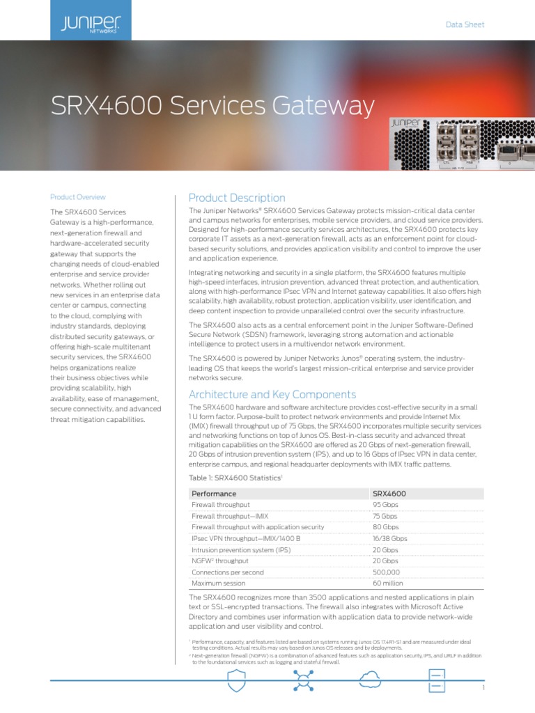 Juniper SRX4600 Services Gateway - datasheet-MAR-2018 | PDF | Computer ...
