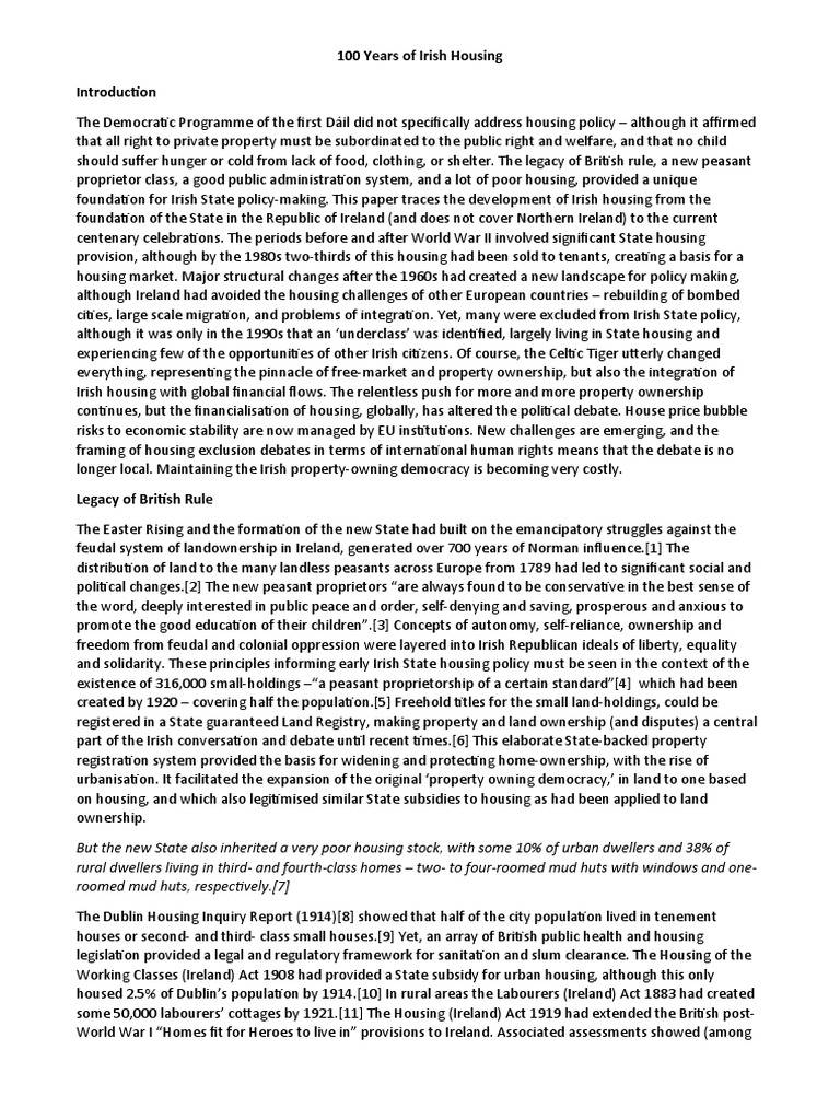 100 Years of Irish Housing | PDF | Public Housing | Republic Of Ireland