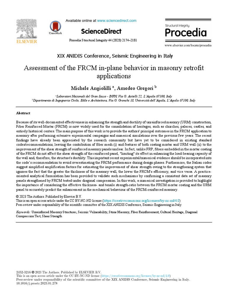 XIV Anidis-Angiolilli and Gregori 2023-Assessment of The FRCM In-Plane ...