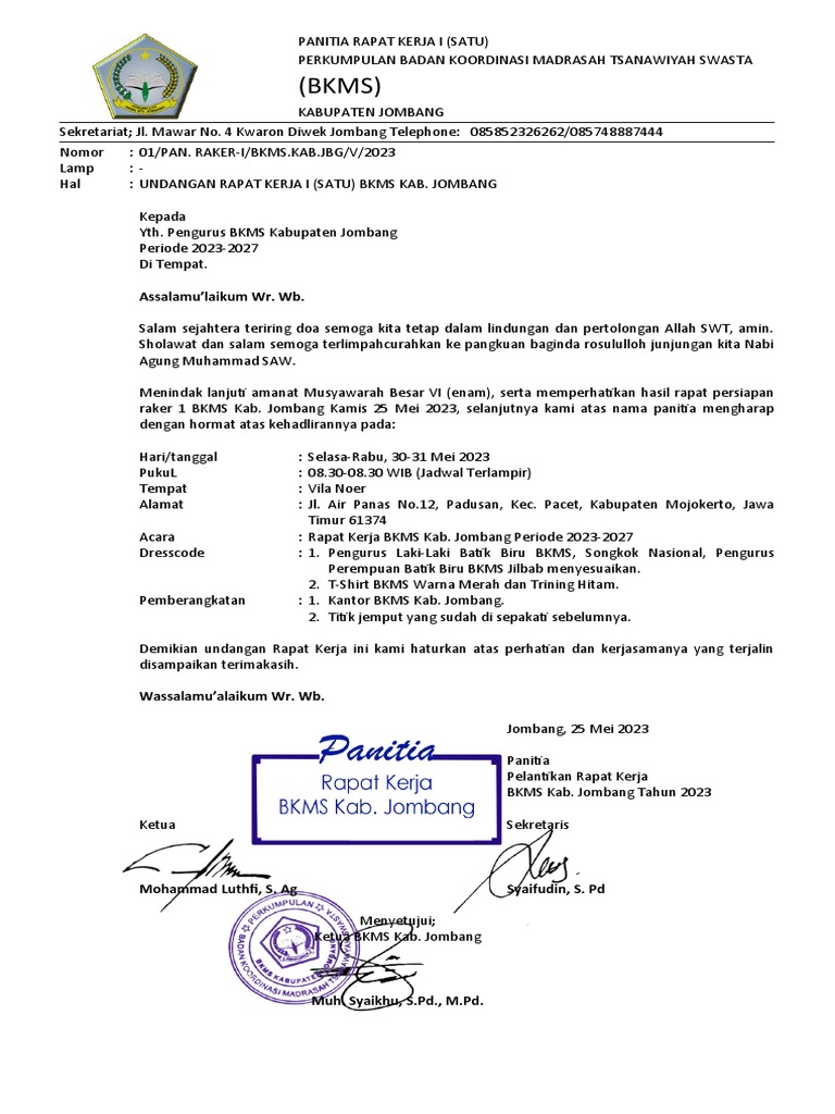 Undangan Raker I Bkms | PDF