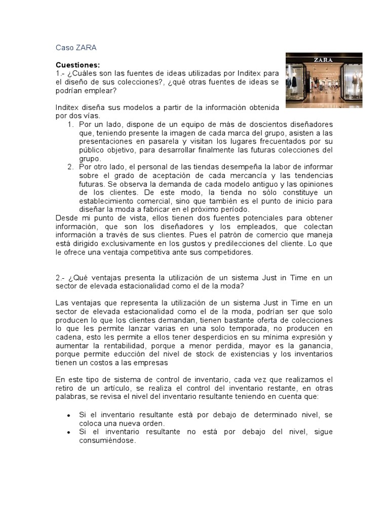 Caso ZARA | PDF | Inventario | Moda