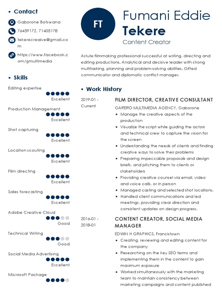 Fumani Eddie - Tekere - Resume - 3 | PDF