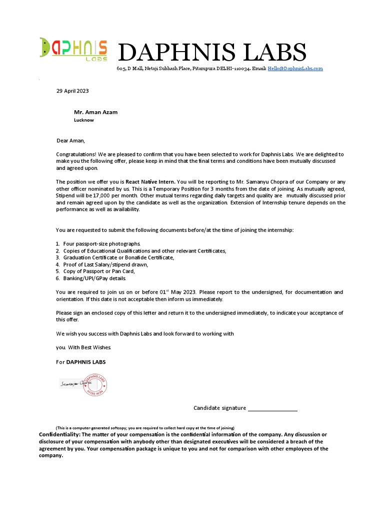 Aman Offer Letter | PDF | Government | Privacy