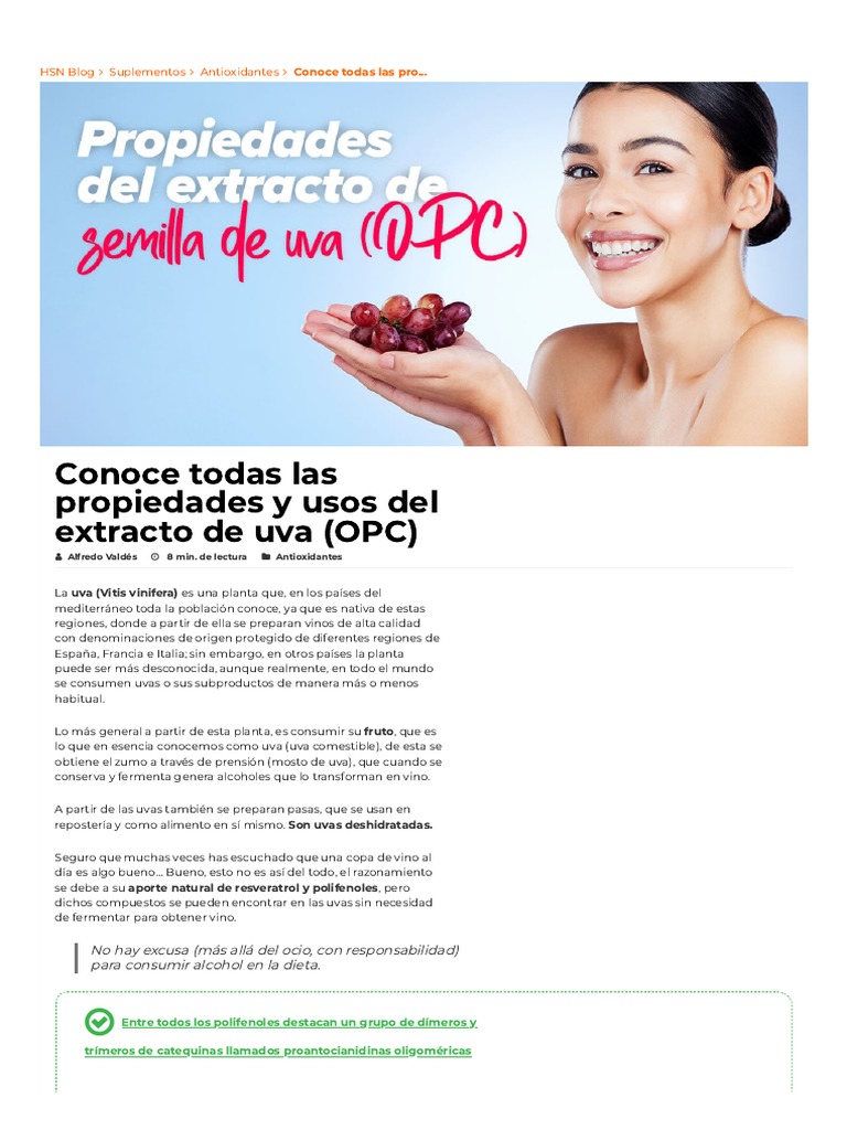 Propiedades y Usos Del Extracto de Semilla de Uva (OPC) | PDF | Vino | Uva