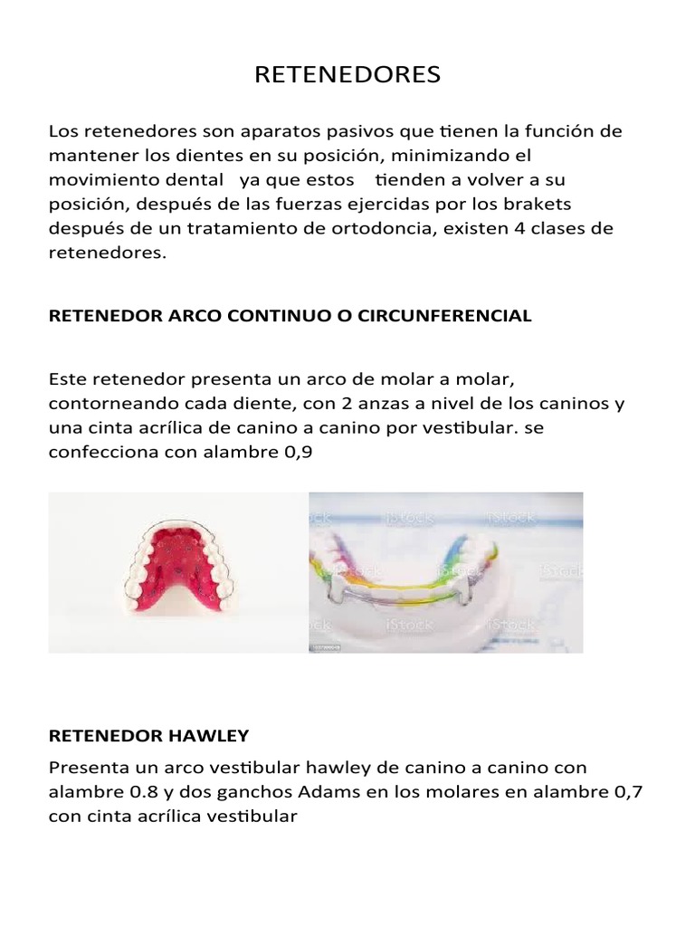 RETENEDORES | PDF | Ortodoncia | Anatomia dental