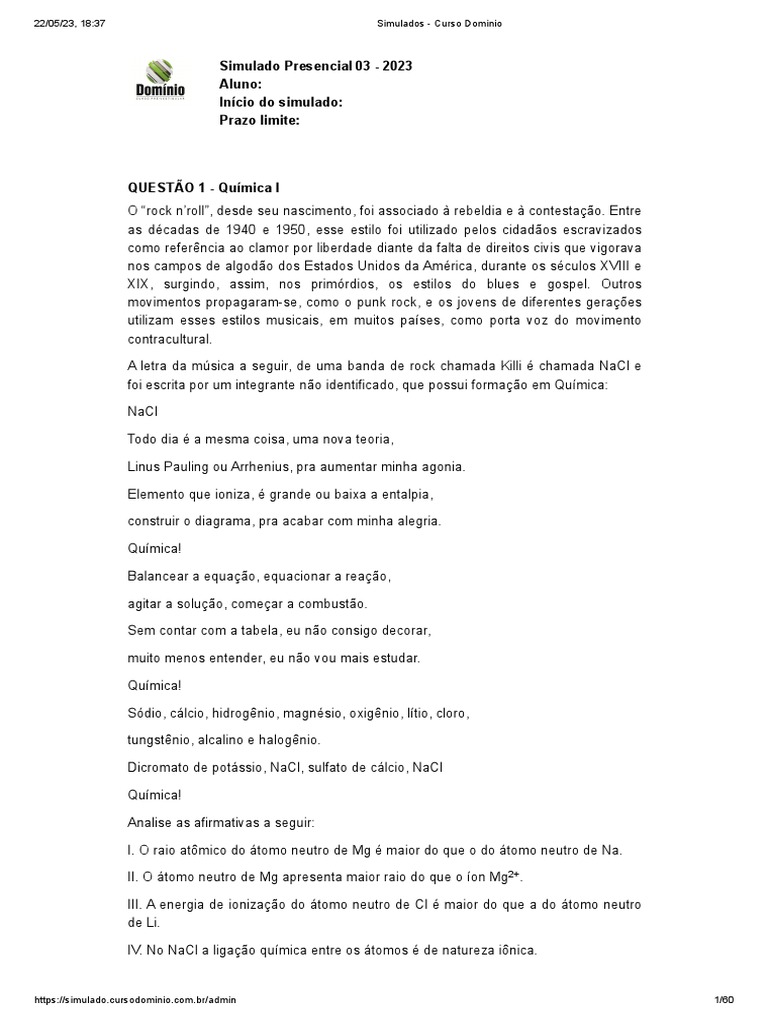 Gabarito Simulado 03 - 2023 | PDF